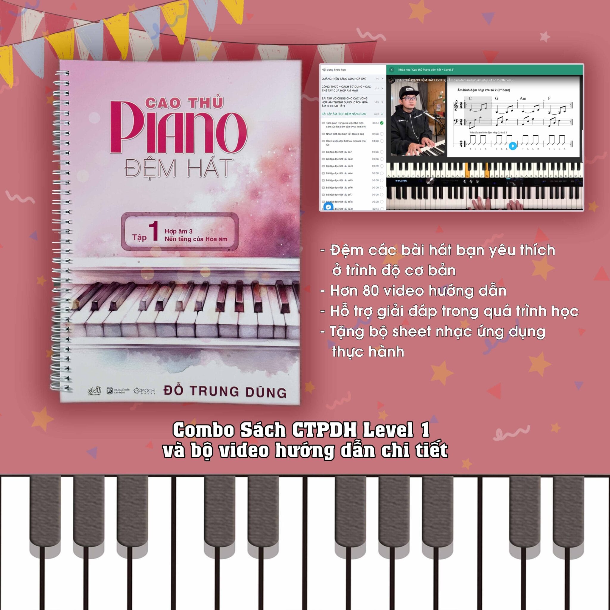 Combo Cao thủ Piano đệm hát level 1 (Giáo trình + Khóa học Online ...